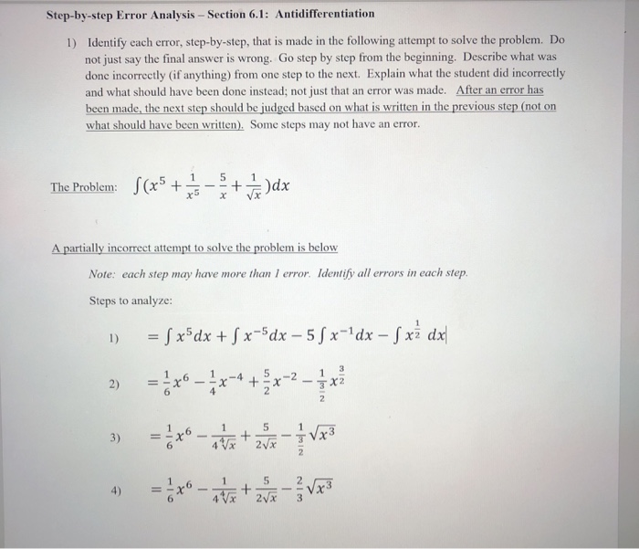Solved Step-by-step Error Analysis - Section 6.1: | Chegg.com