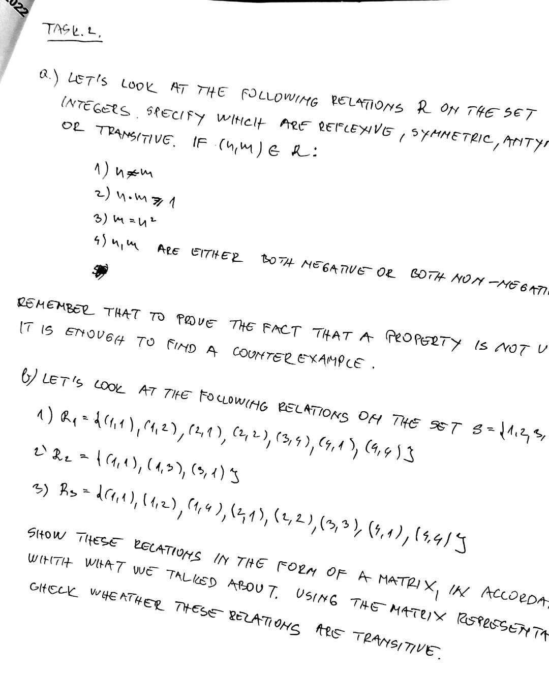 Solved Task 2 A Lets Look At The Follovimg Relations R 7359