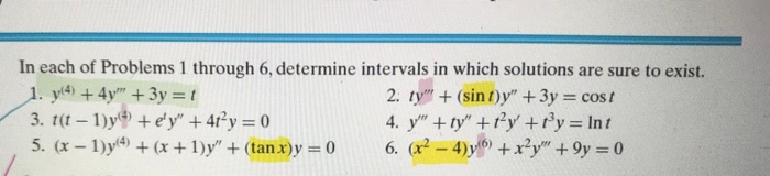 Solved In each of Problems 1 through 6, determine intervals | Chegg.com