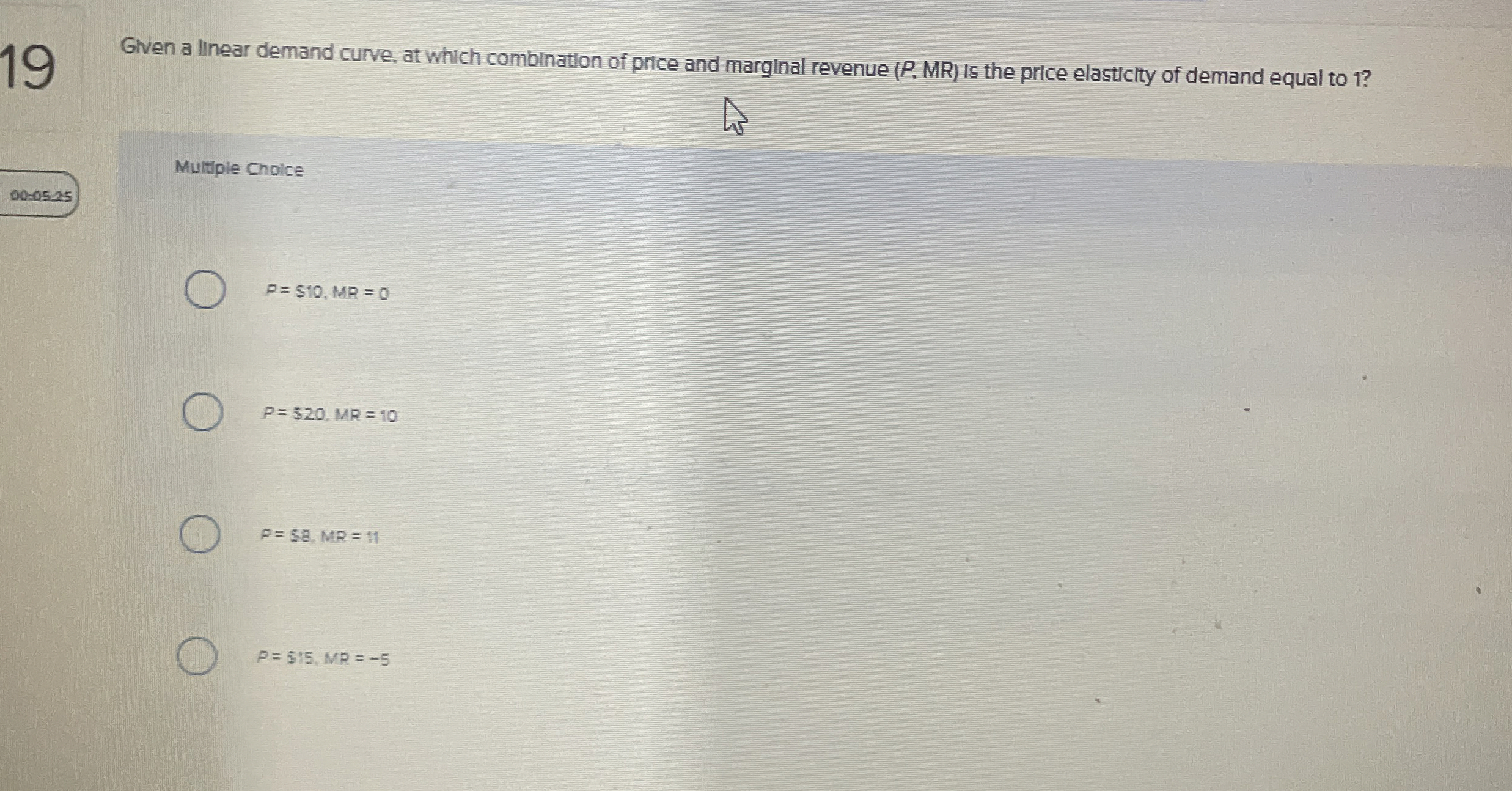 Solved 19Given a linear demand curve, at which combination | Chegg.com
