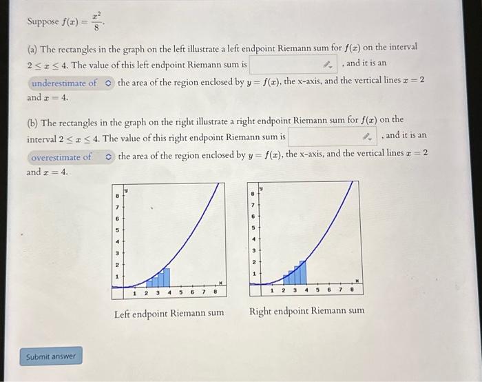 Solved Suppose f(x)=8x2. (a) The rectangles in the graph on | Chegg.com