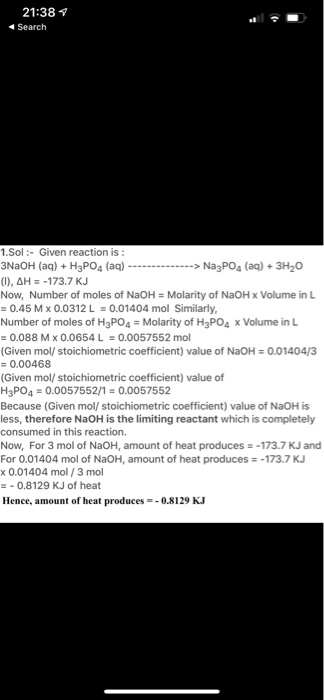 Solved 21:384 Search 1.Sol :- Given reaction is: 3NaOH(aq) + | Chegg.com