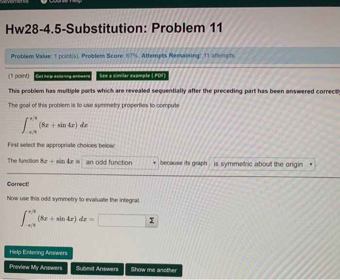 Solved nievements Louise Help Hw28-4.5-Substitution: Problem | Chegg.com