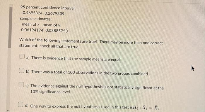 Solved Consider the following output for the pooled-variance | Chegg.com