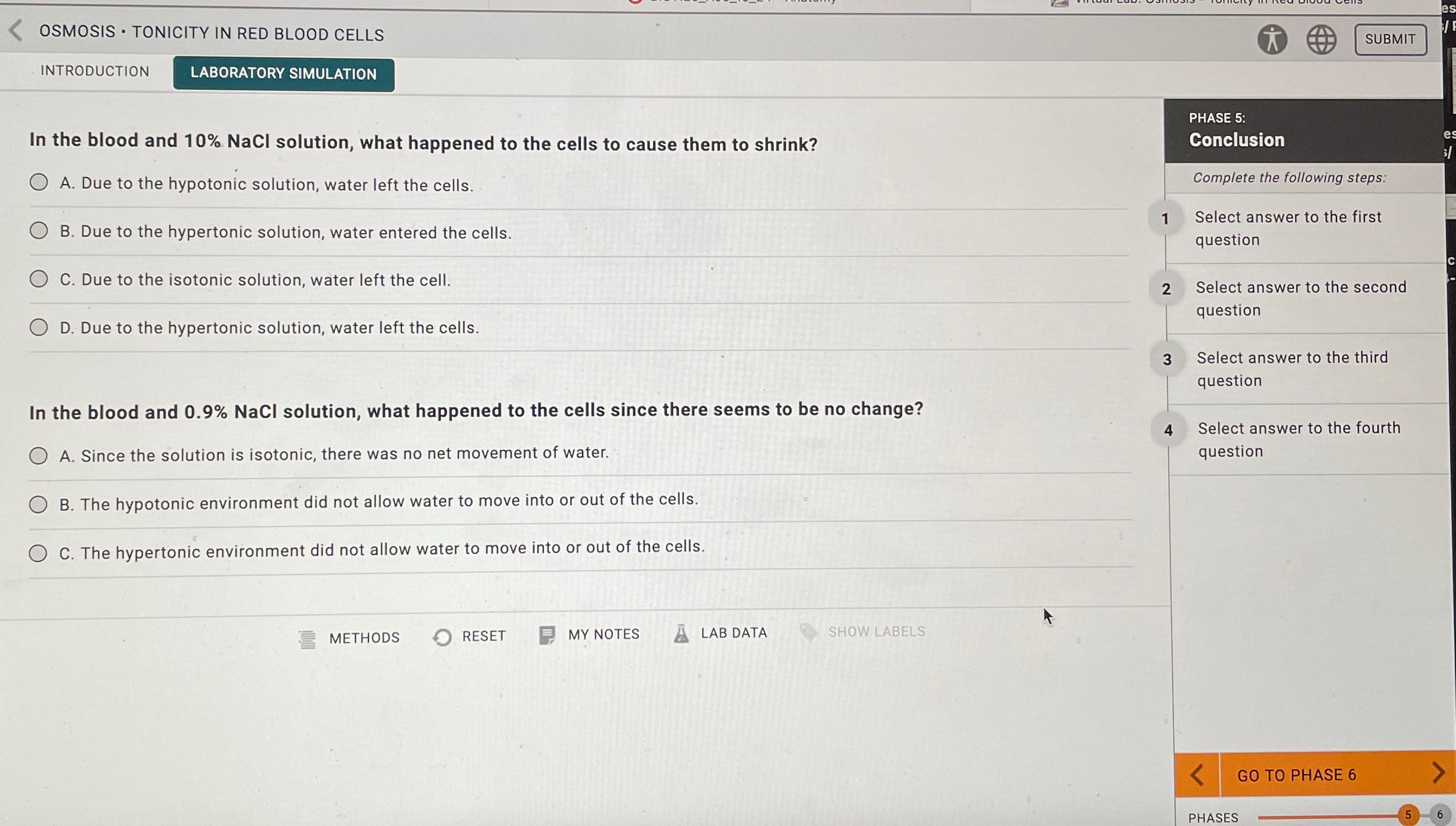 Solved OSMOSIS * ﻿TONICITY IN RED BLOOD | Chegg.com