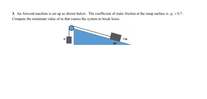 Solved 3. An Atwood machine is set up as shown below. The | Chegg.com
