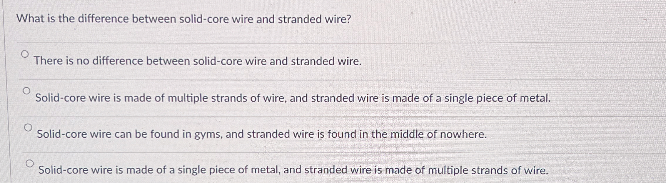 What is the difference between solid-core wire and | Chegg.com