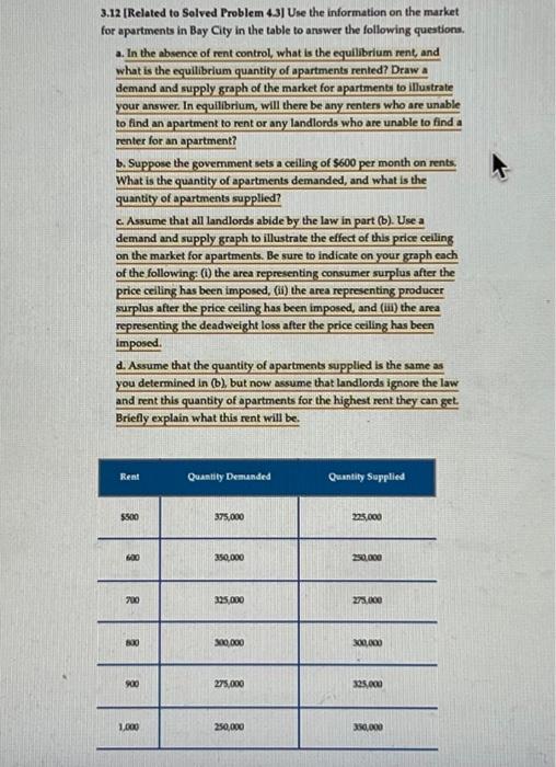 Solved b. Suppose the government sets a ceiling of $600 per | Chegg.com