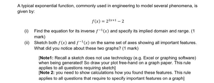 Solved A typical exponential function, commonly used in | Chegg.com