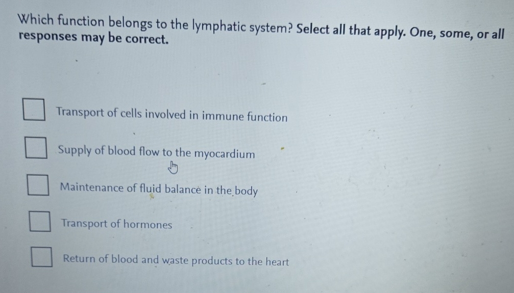 Solved Which function belongs to the lymphatic system? | Chegg.com