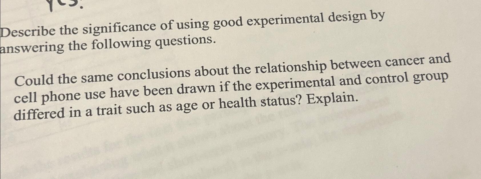 Solved Describe the significance of using good experimental | Chegg.com