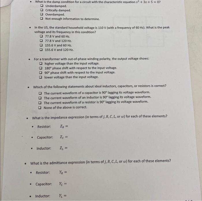 Solved - What is the damp condition for a circuit with the | Chegg.com