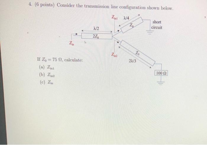 Solved 4. (6 points) Consider the transmission line | Chegg.com