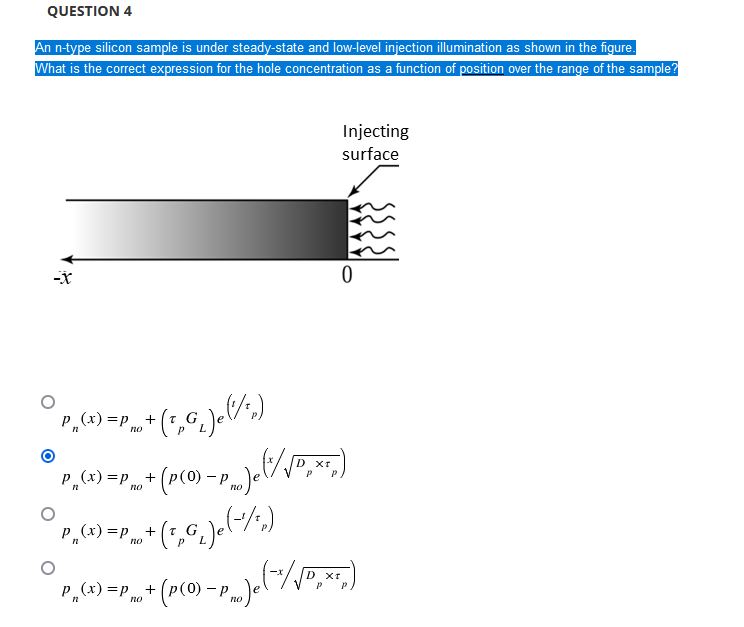 Solved QUESTION 4An n-type silicon sample is under | Chegg.com