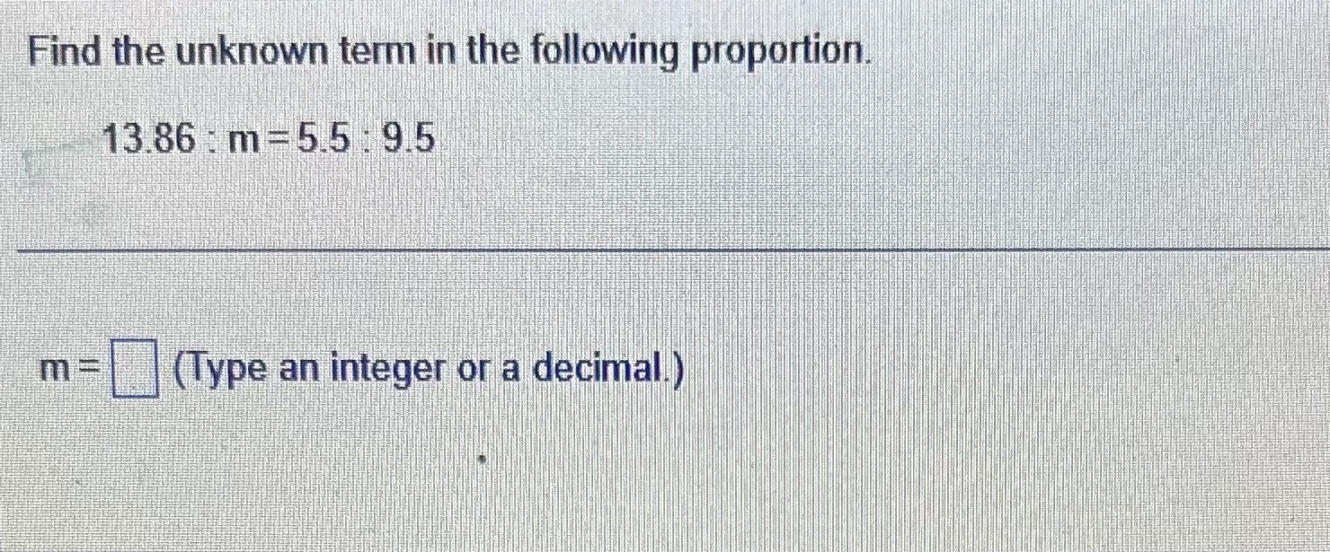 Solved Find the unknown term in the following | Chegg.com