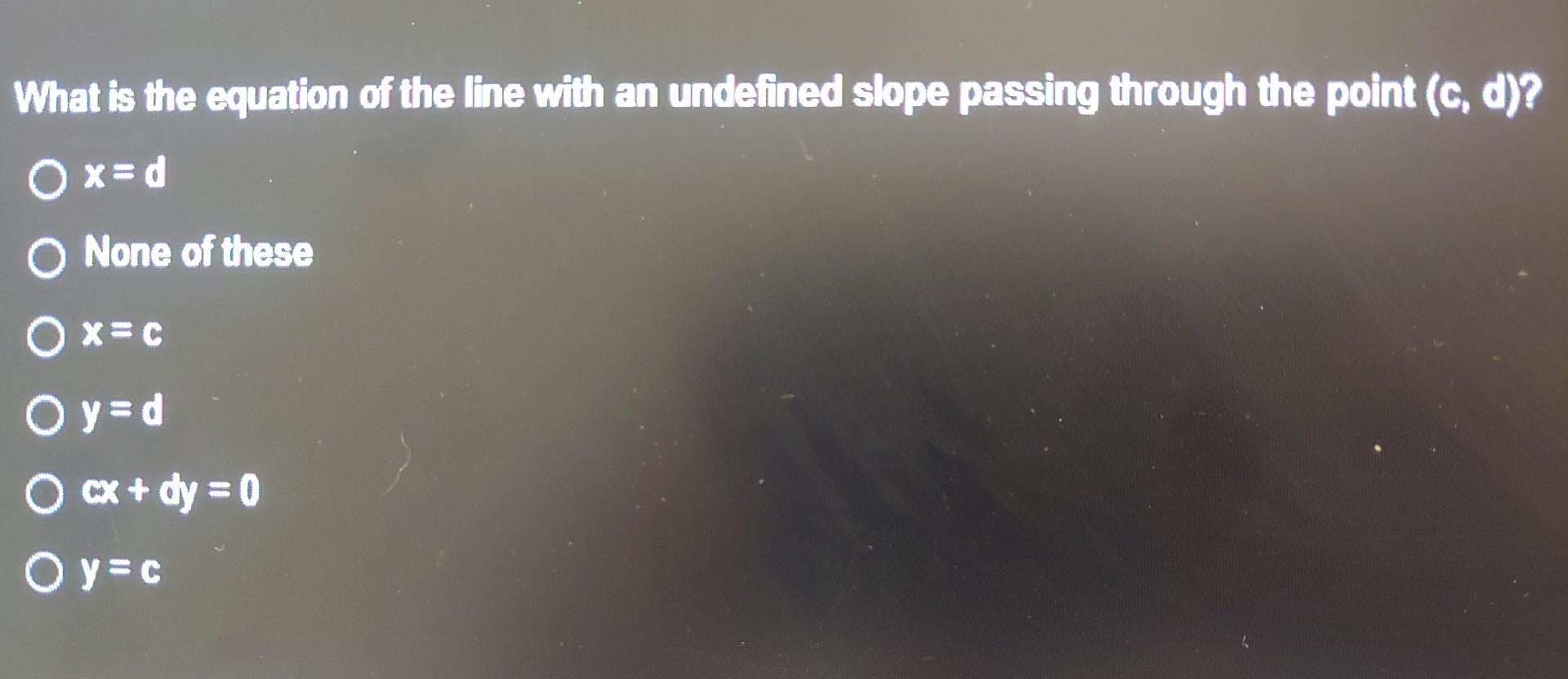Solved What is the equation of the line with an undefined | Chegg.com