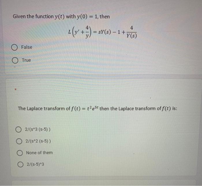 Solved Given the function y(t) with y(0)=1, then | Chegg.com