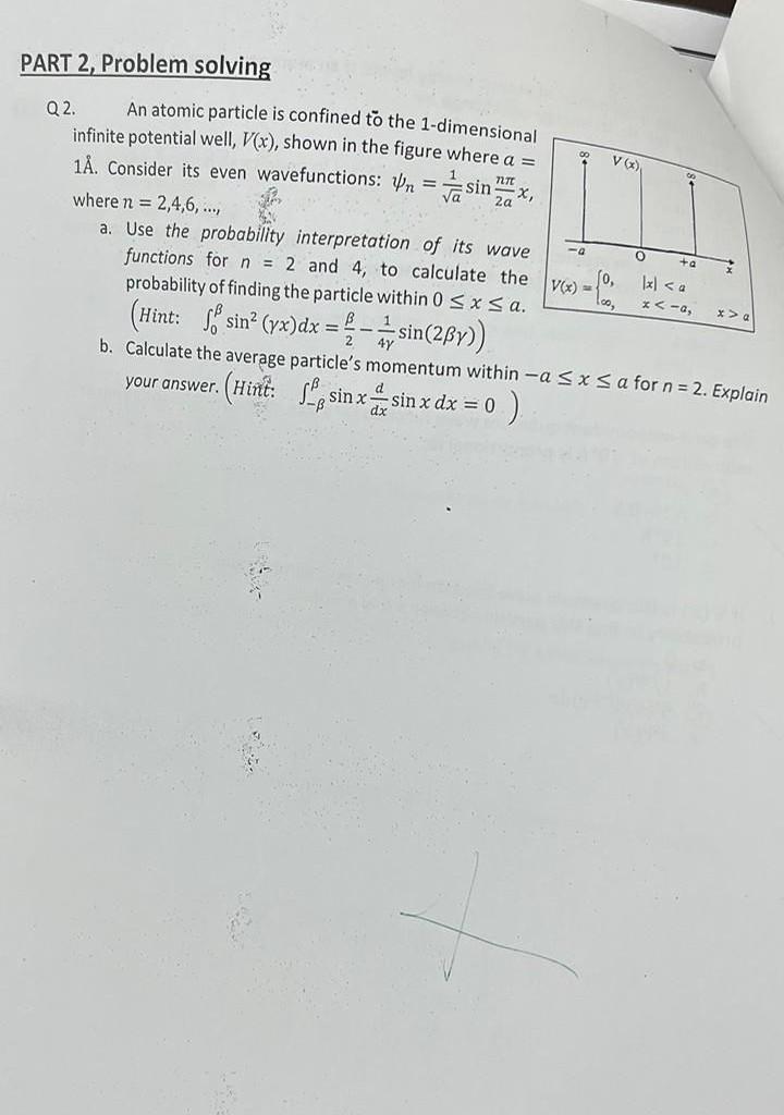 Solved ART 2, Problem solving Q2. An atomic particle is | Chegg.com