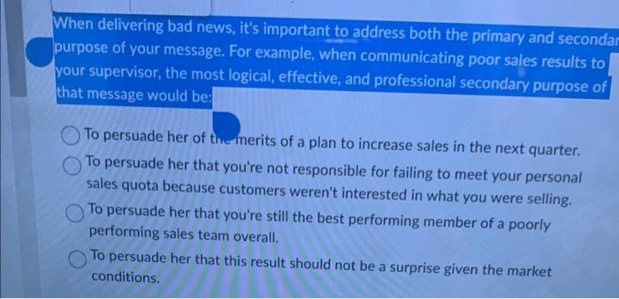 Solved When delivering bad news, it's important to address | Chegg.com