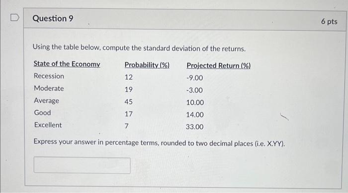 Solved Using the table below, compute the standard deviation | Chegg.com