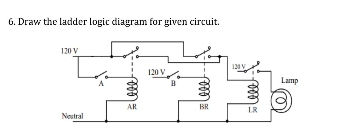 Solved 6. Draw the ladder logic diagram for given circuit. | Chegg.com