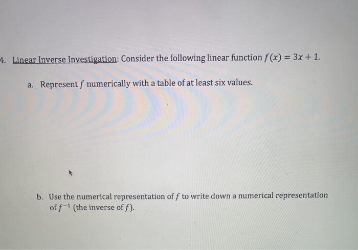 Solved 4. Linear Inverse Investigation: Consider the | Chegg.com