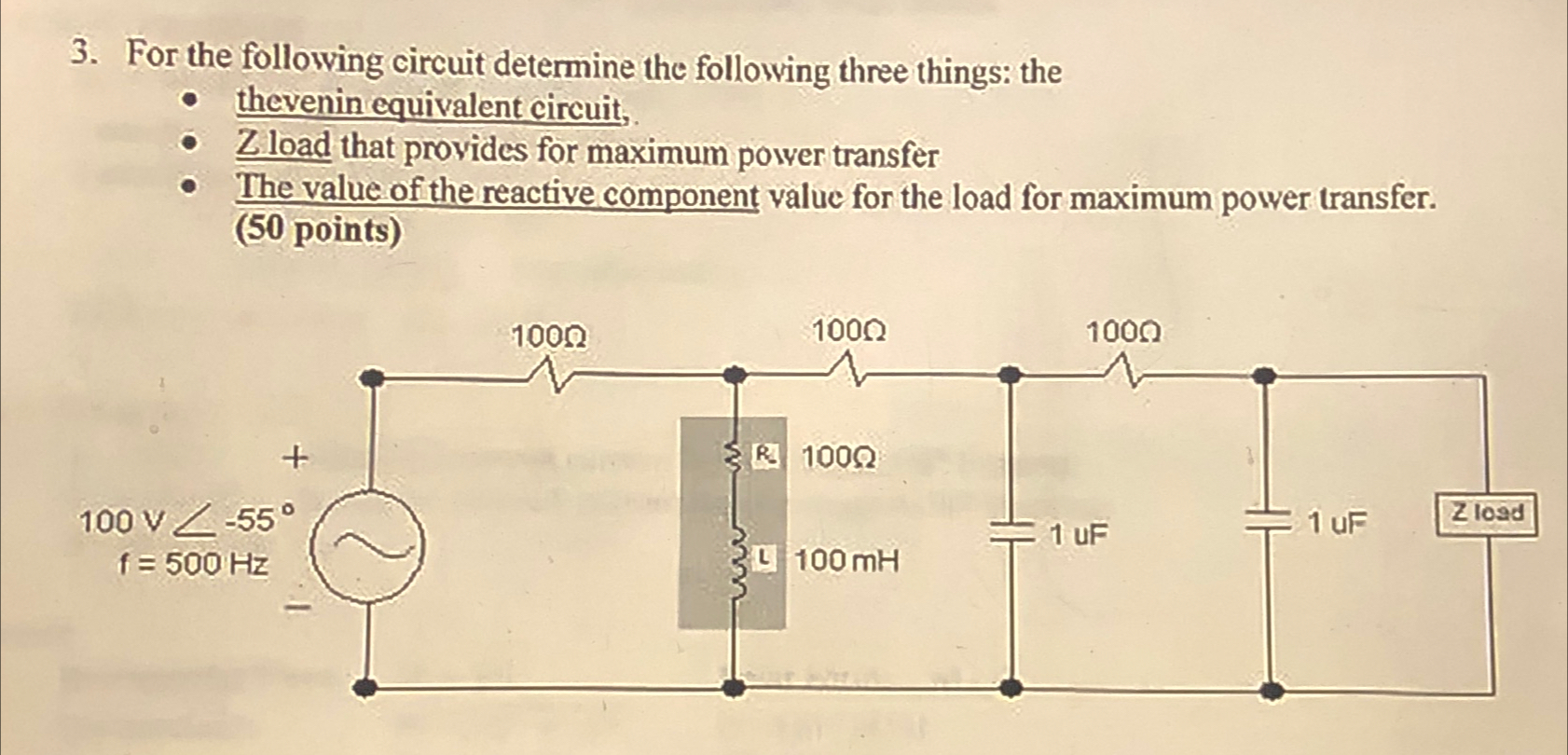 Solved For the following circuit determine the following | Chegg.com