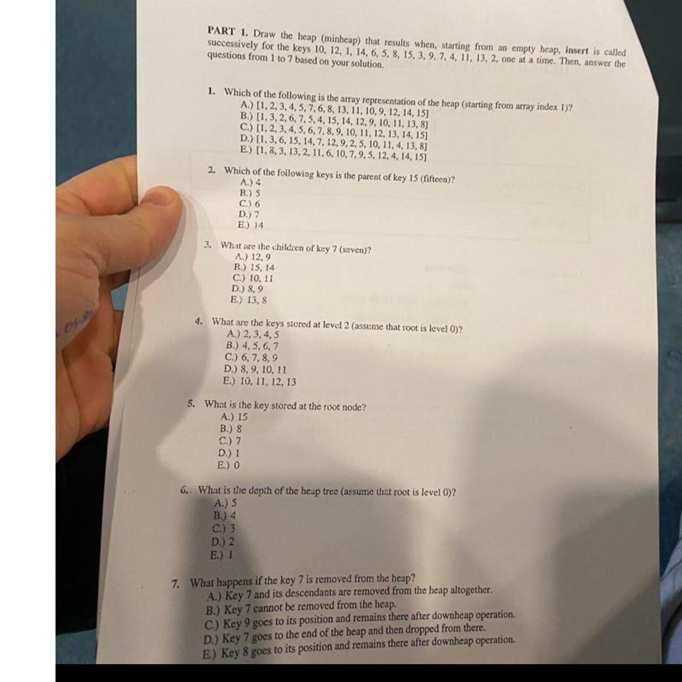 Solved PART 1. ﻿Draw the heap (minheap) ﻿that results when, | Chegg.com