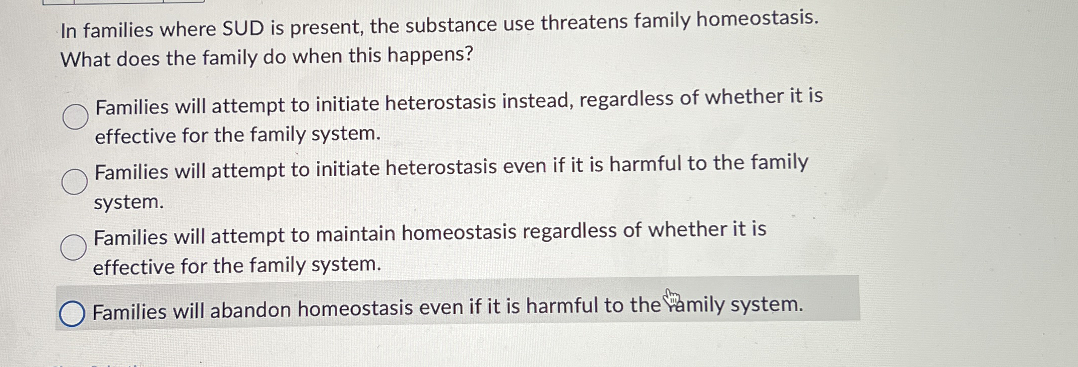 Solved In families where SUD is present, the substance use | Chegg.com
