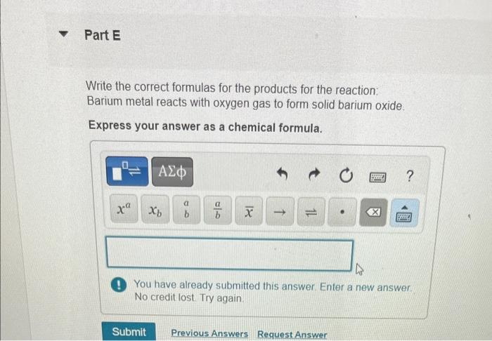 Write the cortect formulas for the reactants for the | Chegg.com