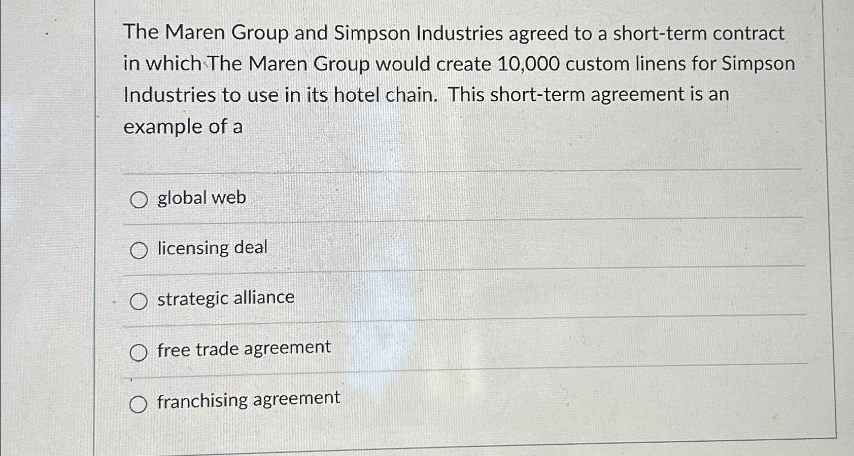 Solved The Maren Group and Simpson Industries agreed to a | Chegg.com