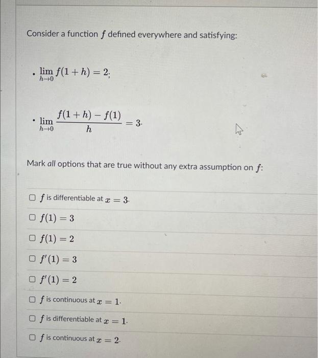 Solved Consider a function f defined everywhere and | Chegg.com