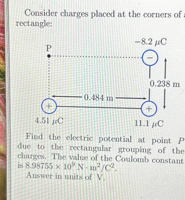 Solved Consider charges placed at the corners of rectangle: | Chegg.com
