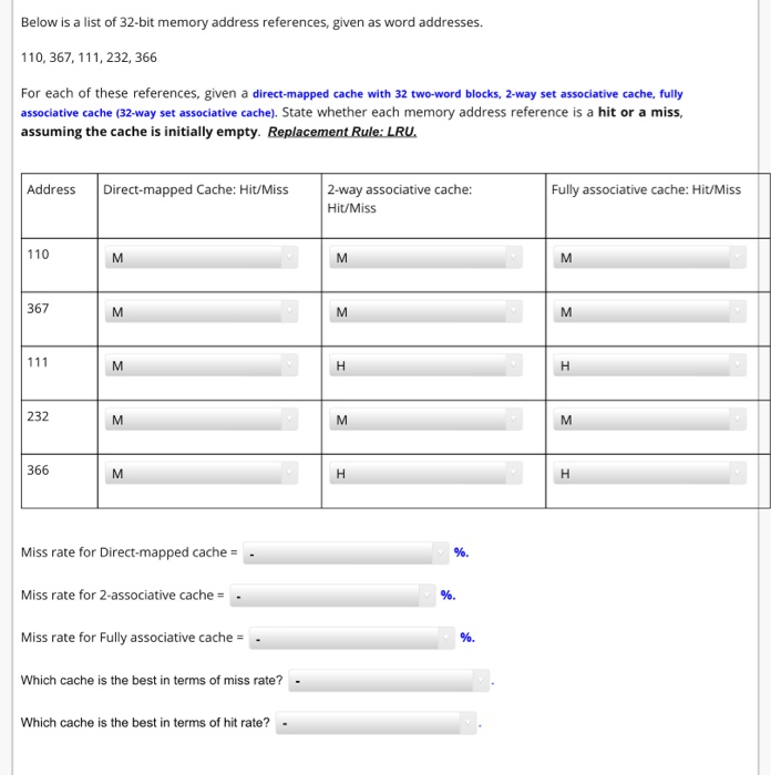 Solved Below is a list of 32-bit memory address references | Chegg.com