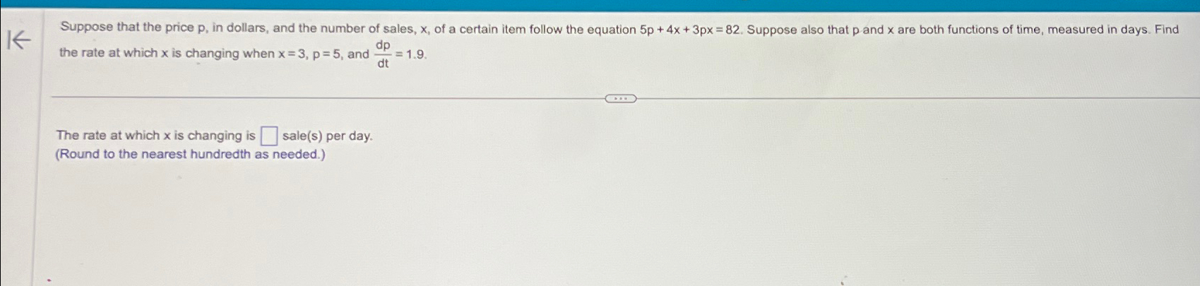 Solved Suppose that the price p, ﻿in dollars, and the number | Chegg.com