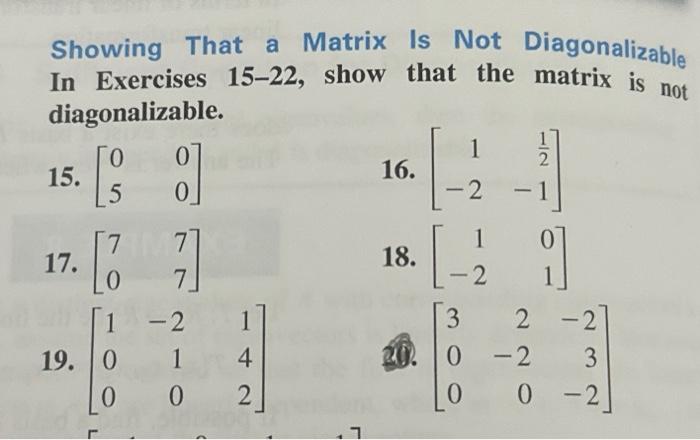 Solved Showing That a Matrix Is Not Diagonalizable In | Chegg.com