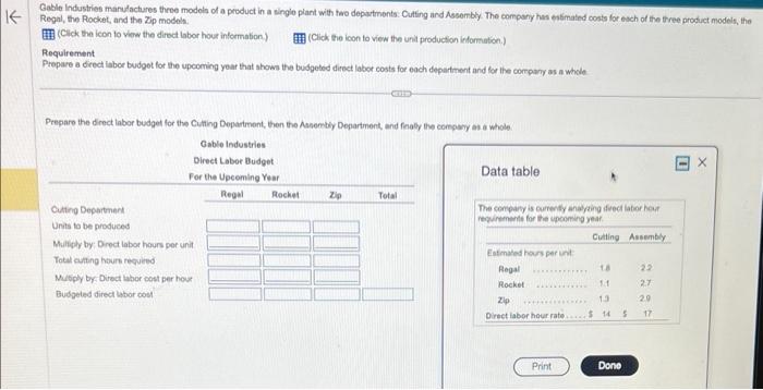 Solved Gable industrios manufactures three models of a | Chegg.com