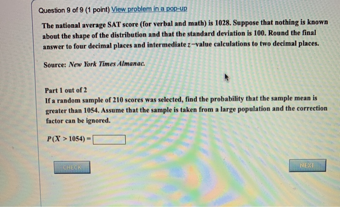 Solved Question 9 of 9 (1 point) View problem in a pop-up | Chegg.com