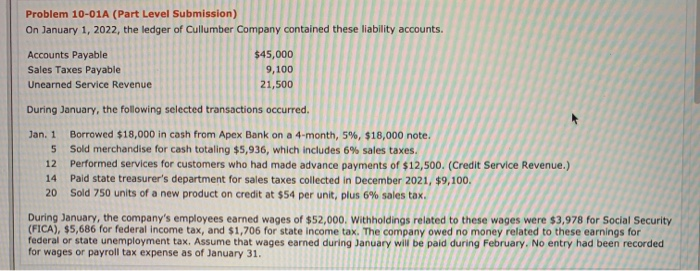 Solved Problem 10-01A (Part Level Submission) On January 1, | Chegg.com