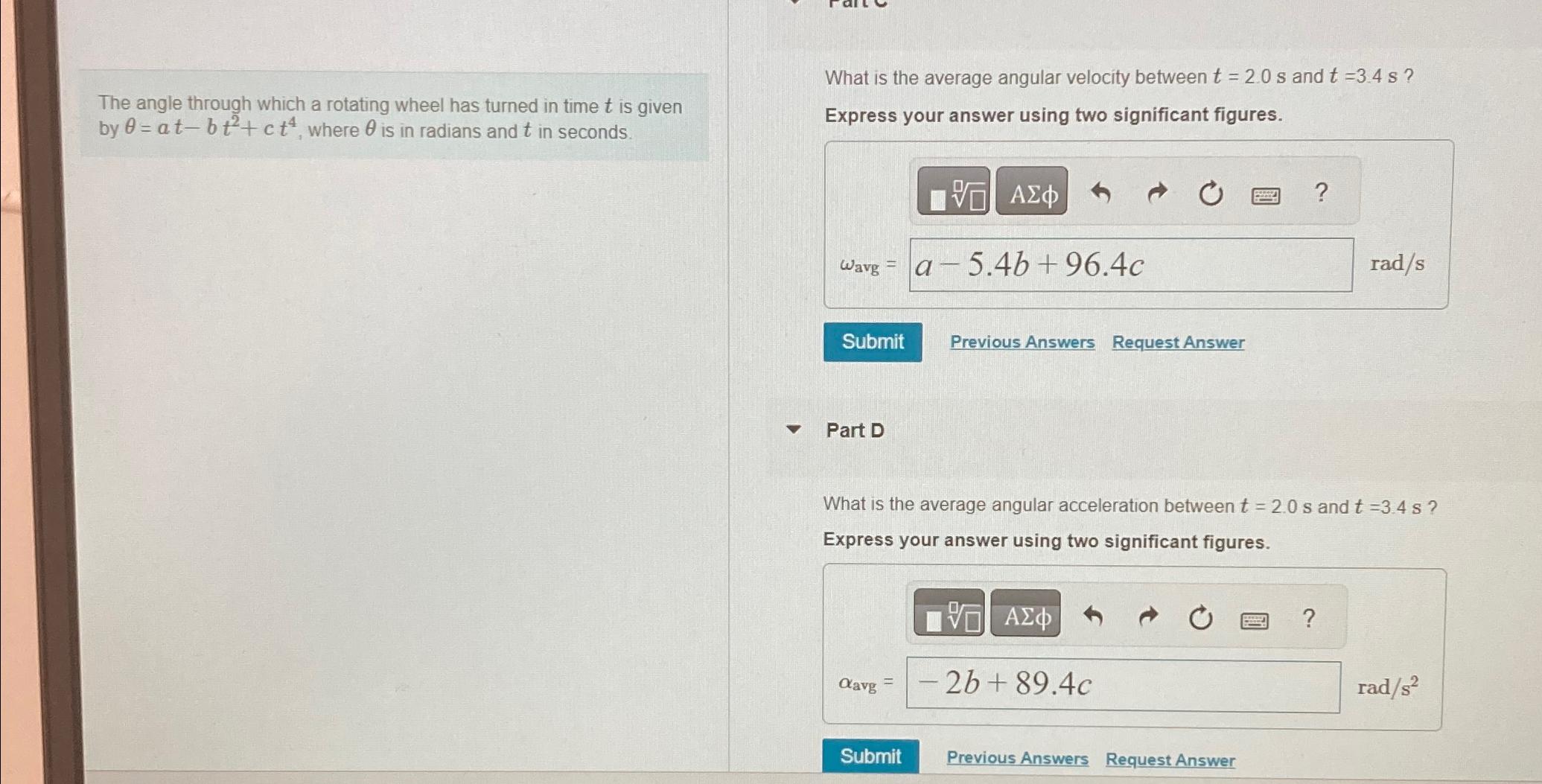 Solved The angle through which a rotating wheel has turned | Chegg.com