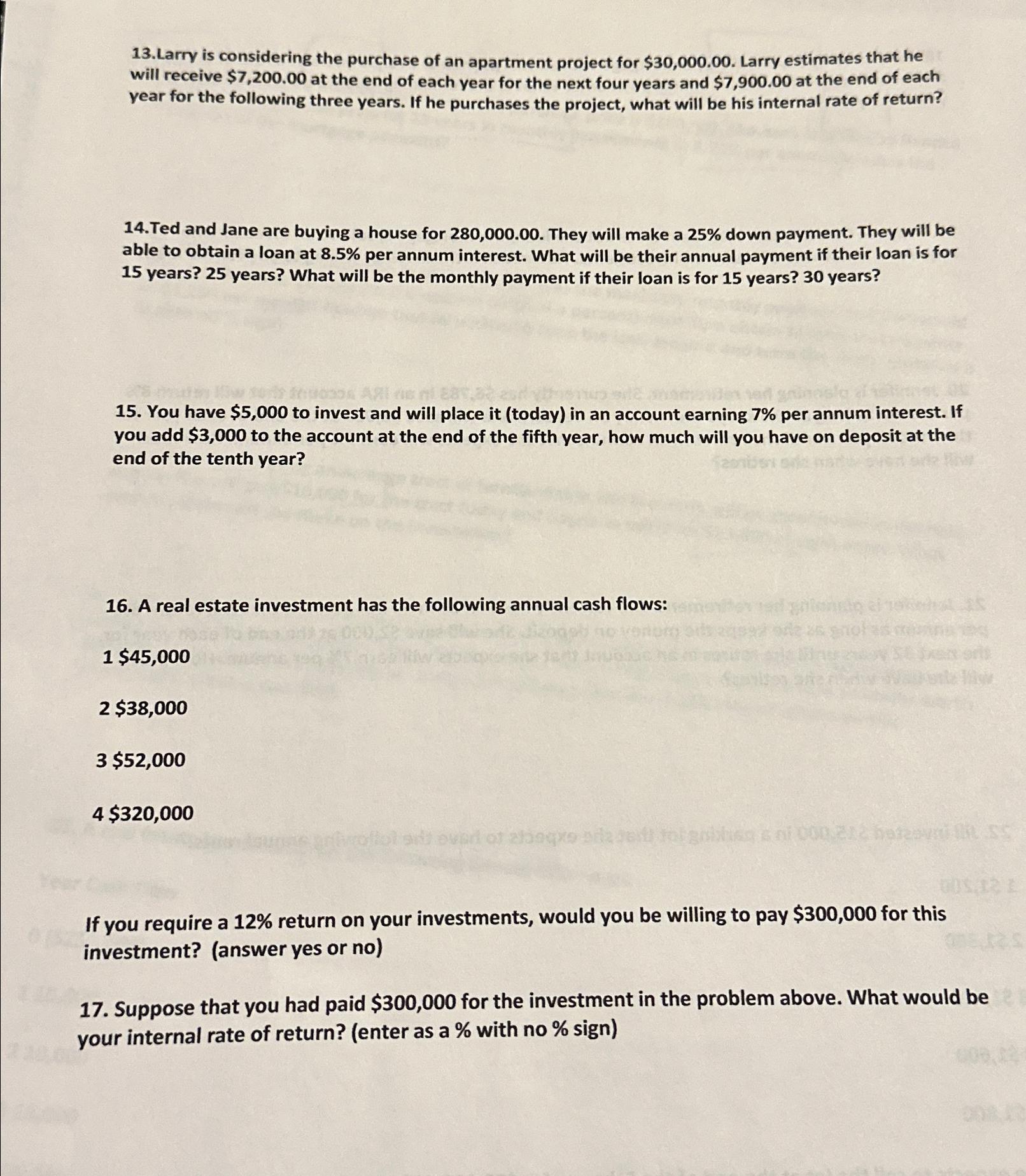 Solved Larry is considering the purchase of an apartment | Chegg.com