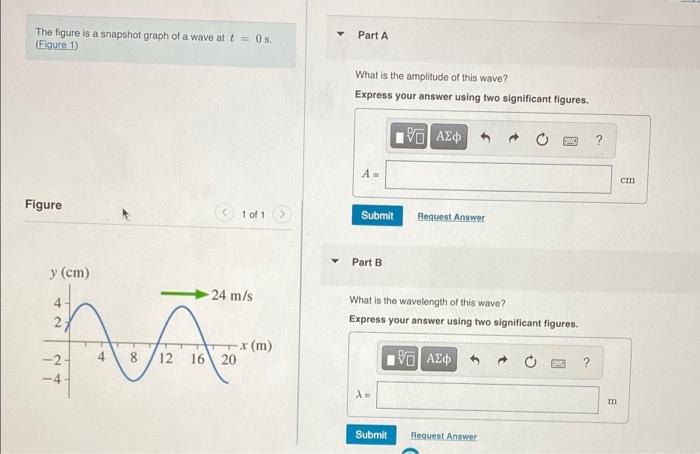 Solved The figure is a snapshot graph of a wave at t= 0s. | Chegg.com