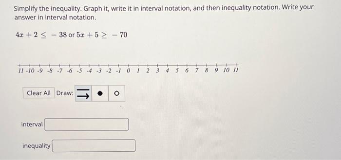 Solved Simplify the inequality. Graph it, write it in | Chegg.com