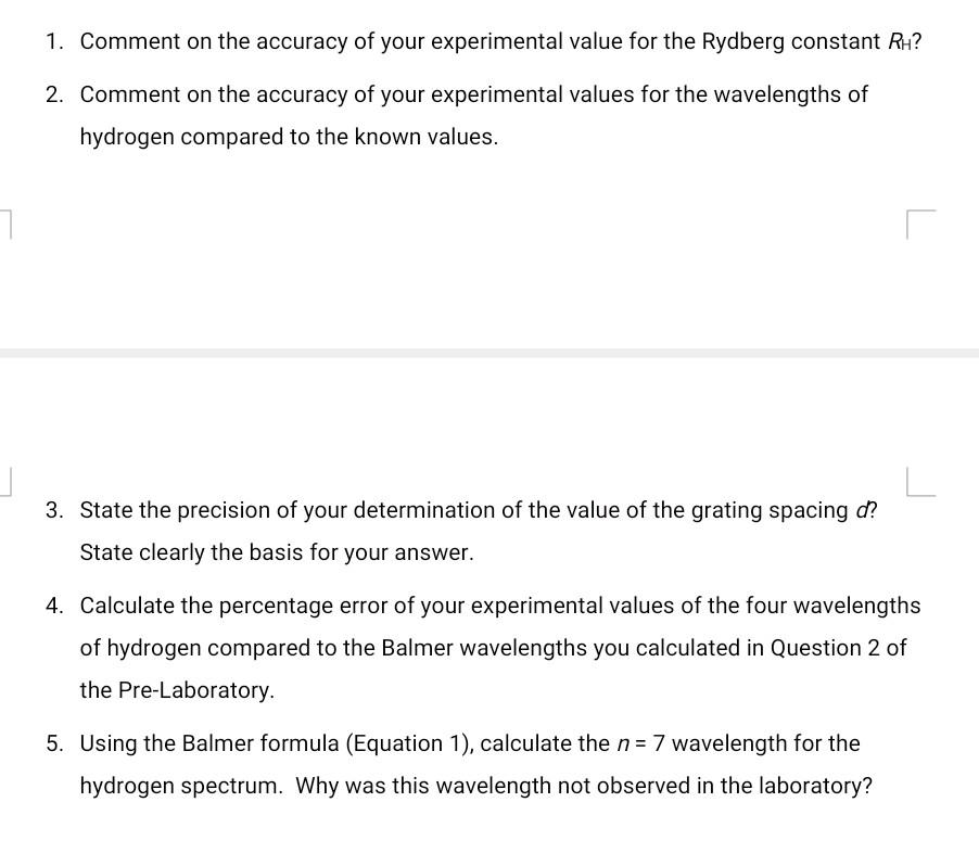 Solved Data and Calculations Table 1 (Mercury Spectrum) e | Chegg.com