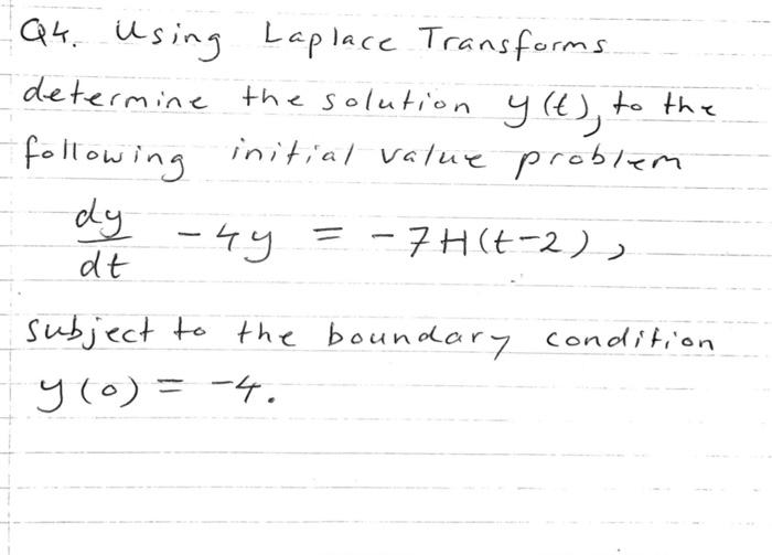 Solved dtdy−4y=−7H(t−2), subject to the boundary condition | Chegg.com
