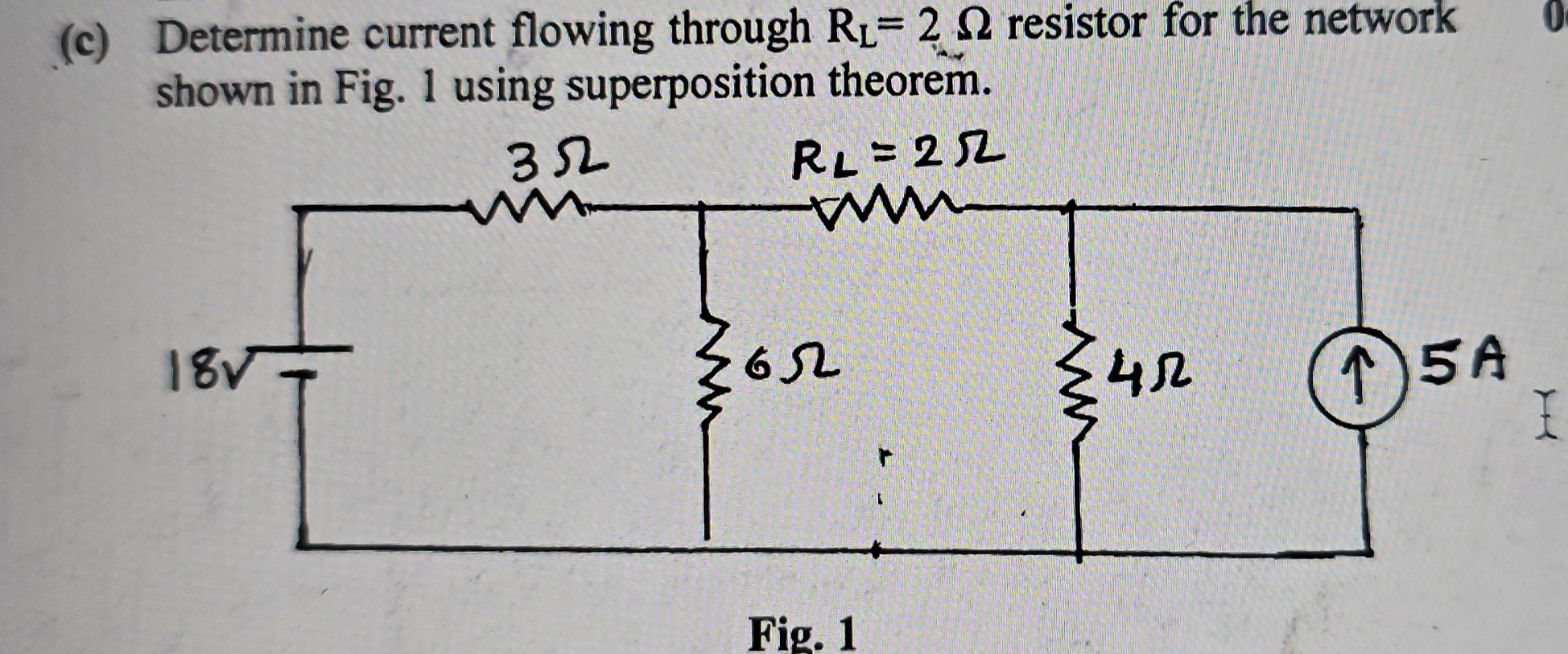 Solved (c) ﻿Determine current flowing through RL=2Ω | Chegg.com