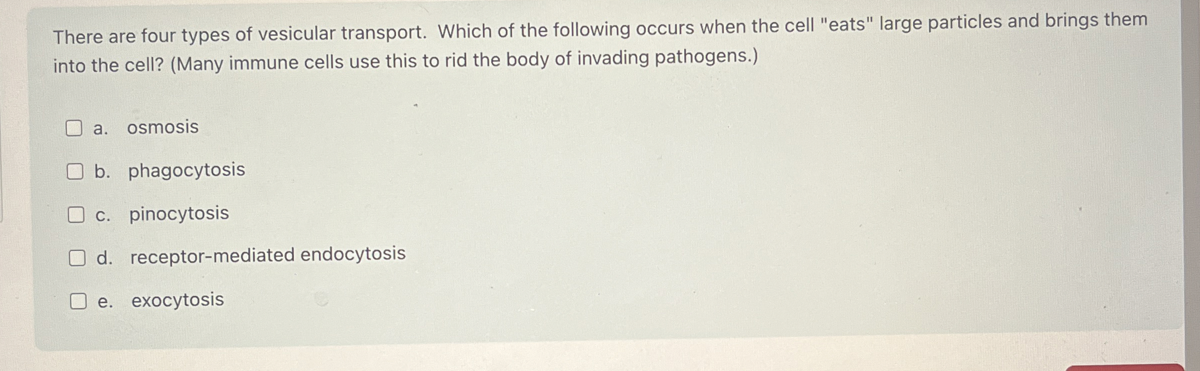 Solved There are four types of vesicular transport. Which of | Chegg.com