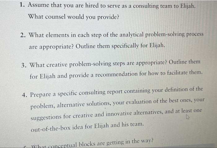 Solved Elijah Gold and His Restaurant Elijah Gold knew | Chegg.com