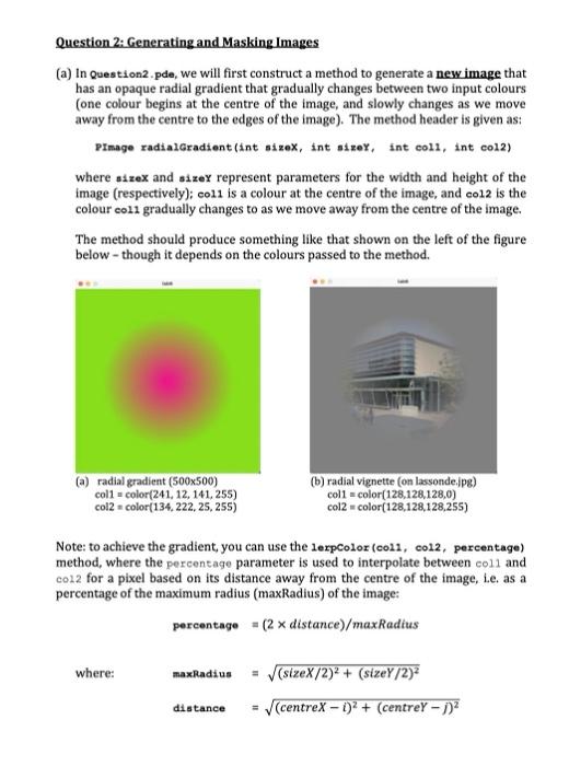 Question 2: Generating and Masking Images (a) In | Chegg.com