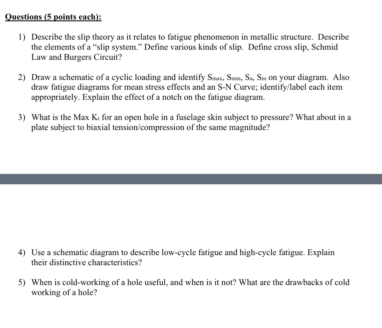 Solved Questions (5 ﻿points each):Describe the slip theory | Chegg.com